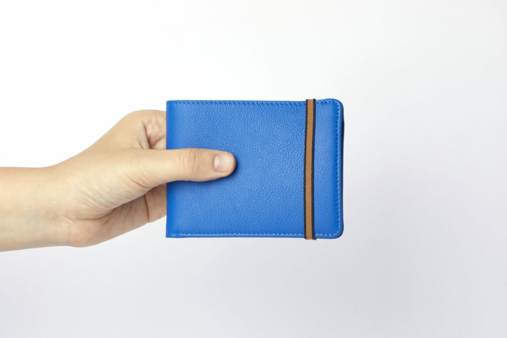 Light Blue Minimalist Wallet With Coin Pocket by Carré Royal