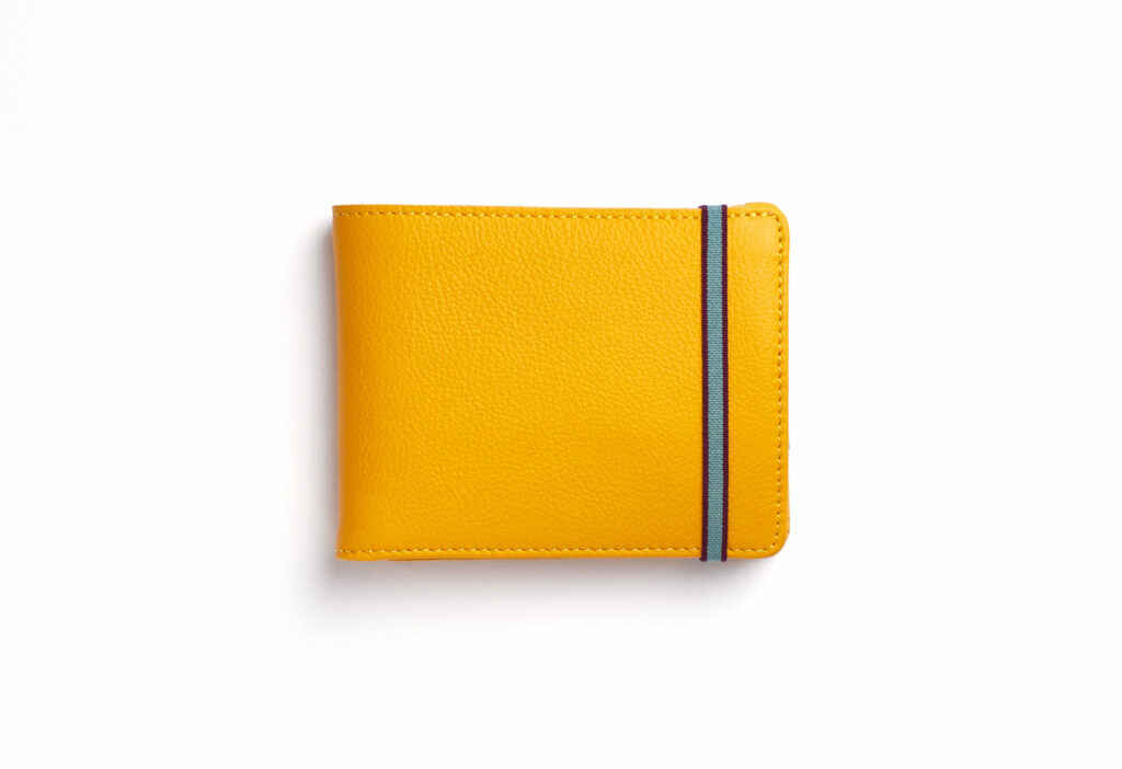Yellow Minimalist Wallet With Coin Pocket